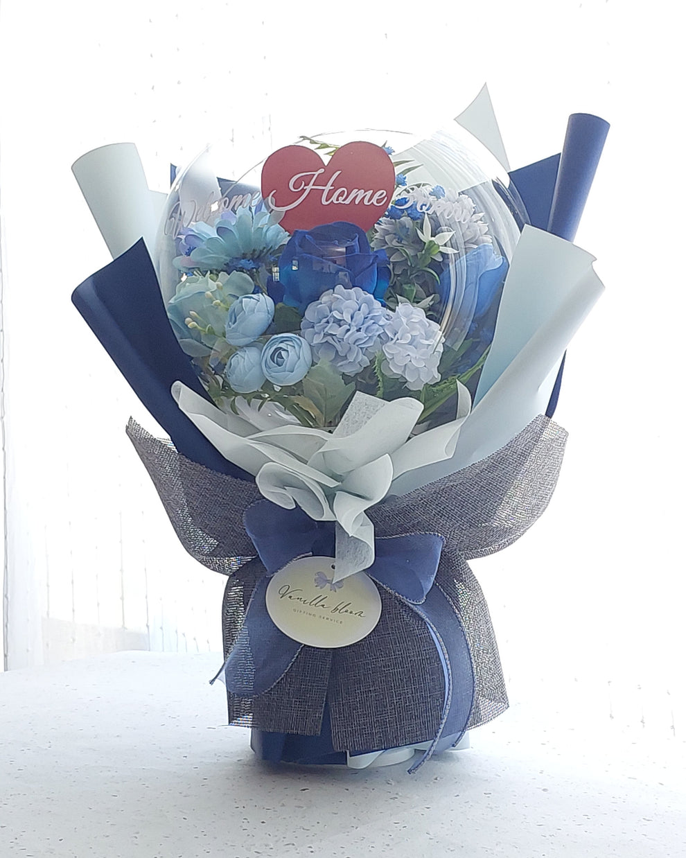 Sapphire Blue Flower Balloon Bouquet – Vanilla Bloom